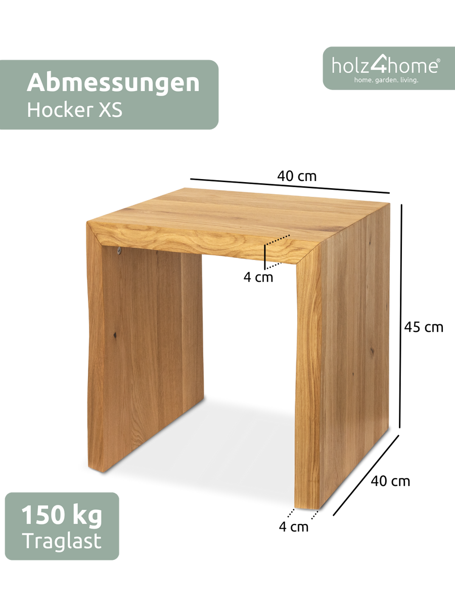 Massivholz Hocker I Bank aus Eiche mit Baumkante